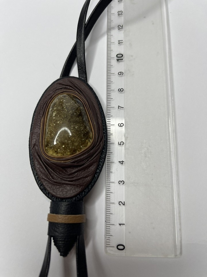 Genuine AMBER LEATHER Bolo Tie.Leather Bolo Tie Necklace for men.Amber ...