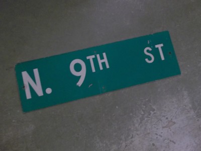 Vintage Original N. 9TH ST Street Sign 30" X 9" ~ White on Green | eBay