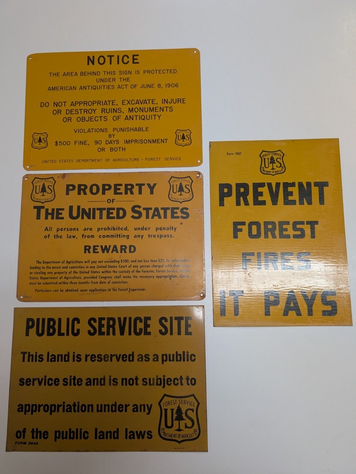 Vintage Antique Forest Service Signs Lot Of 4 Nos Collectible Hunting ...