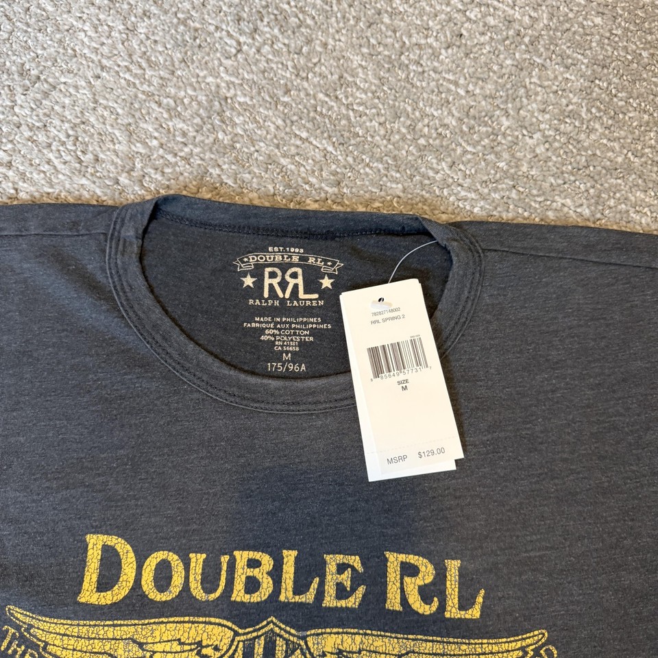 RRL Ralph Lauren Double RL Shirt Mens Medium Black Workwear Eagle Faded ...