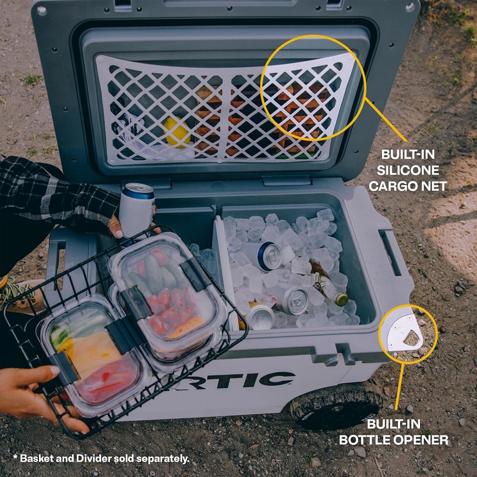 RTIC 52 Quart Light Wheeled Hard Cooler Insulated Ice Chest Box ...