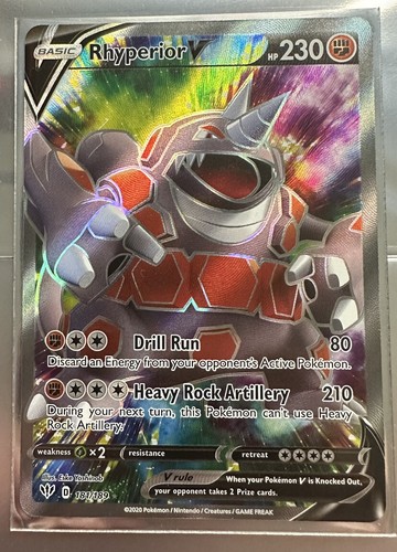 Rhyperior V 181/189 Full Art Ultra Rare - 2020 Pokemon Darkness Ablaze ...