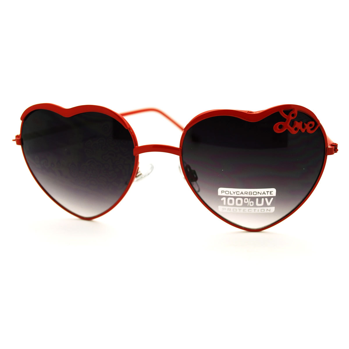Womens Valentine Heart Shape Metal Frame Sunglasses with Love Signature ...