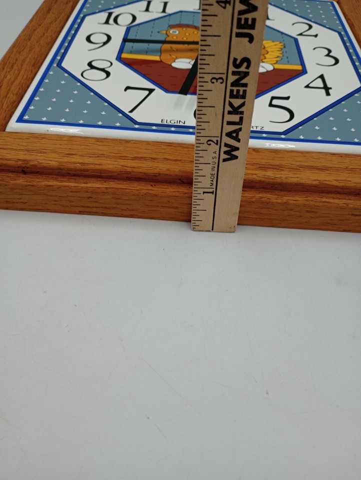 Vintage Elgin Quartz Metal Tile Wall Clock Chicken Hen and Eggs Tested ...