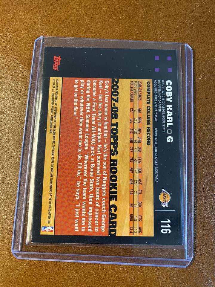 2008 Topps Chrome RC Coby Karl Los Angeles Lakers | eBay
