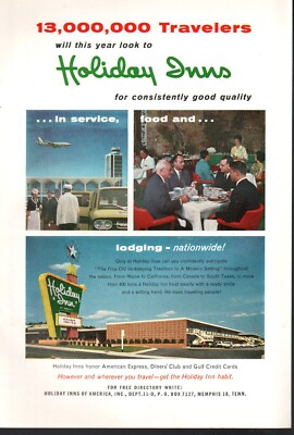 1962 Vintage ad Holiday Inn retro lodging Travel restaurants Sign 01/10 ...