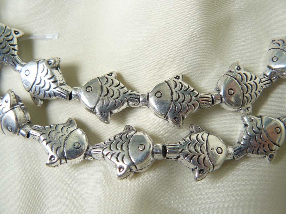 Silver Fish Beads Great Focal Beads 12-total 17MM long | eBay