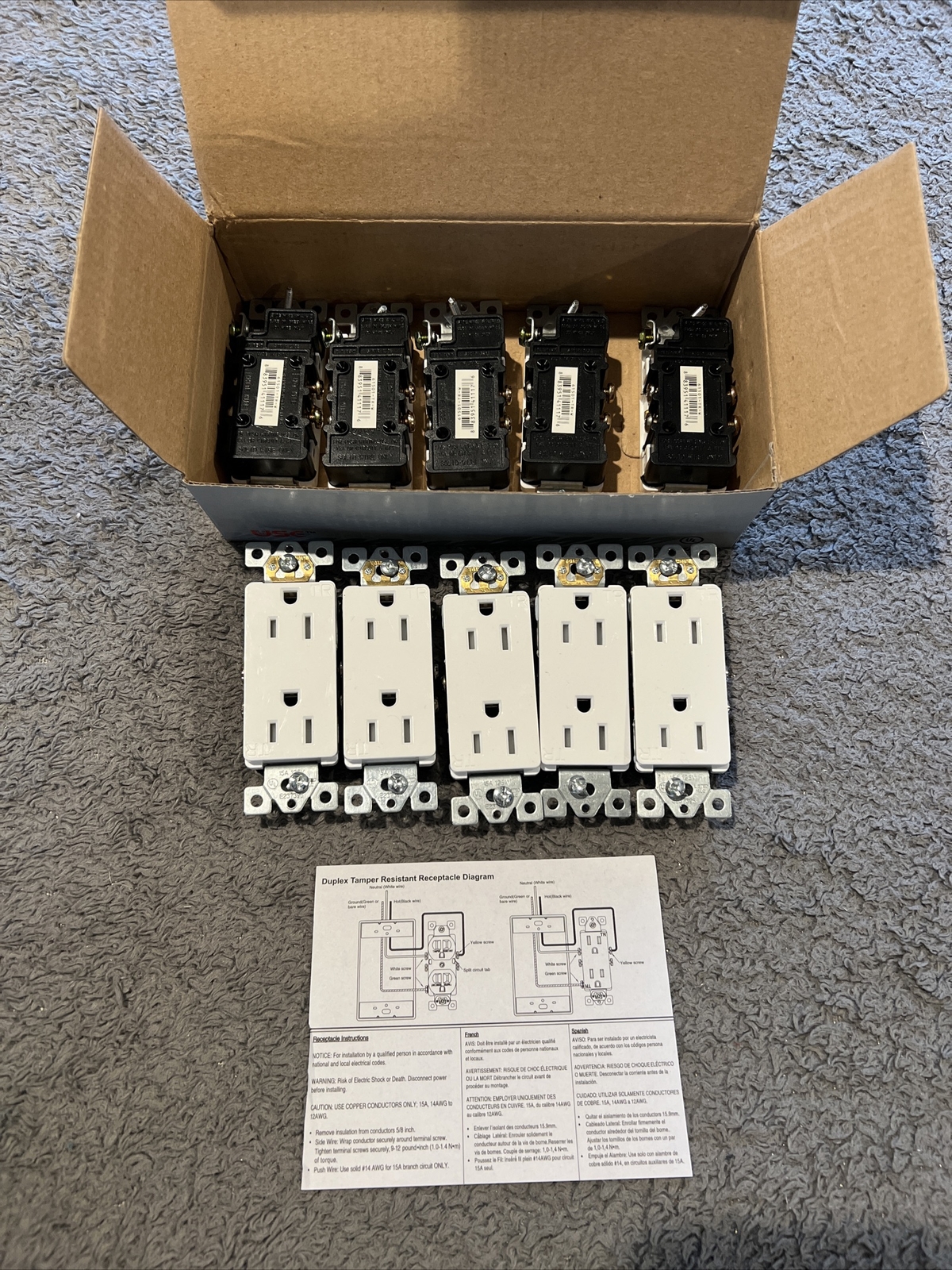 USC 10-Pack Enerlites 61501-TR-W White Duplex Tamper Resistant Outlet ...