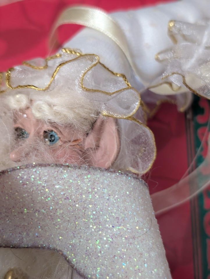 MARK ROBERTS 12" Jester Fairy Elf w/ Wings & Bells White & Gold ...