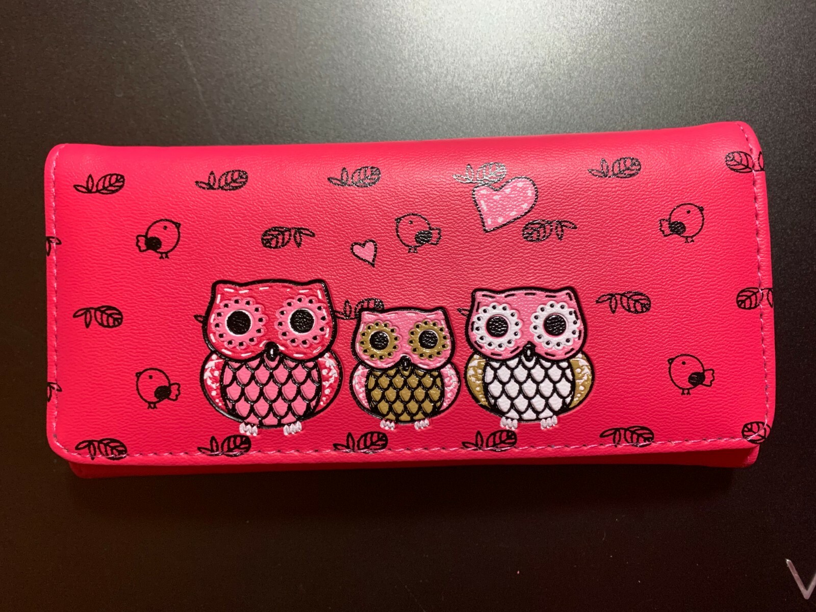 WOMEN'S LEATHER BOTUSI WALLETS WITH OWLS, BIRDS, IN PINK COLORS BRAND ...