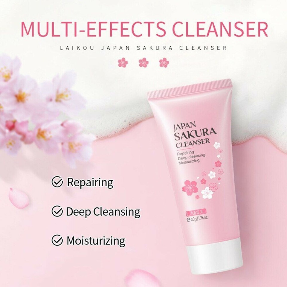 Sakura Cleanser Foam Moisturizing Face Deep Cleansing Removes Oily Skin ...