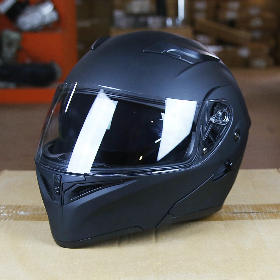 DOT LED Light Flip up Modular Dual Visors Full Face Motorcycle Helmet ...