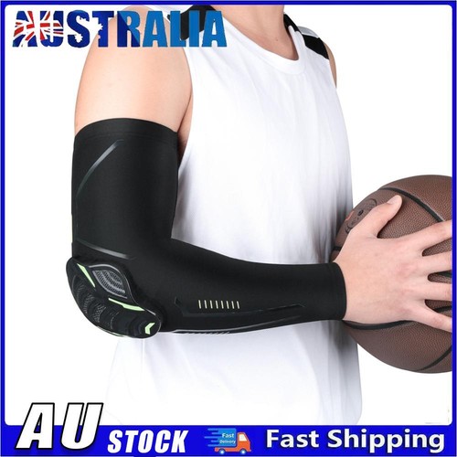 1pc Sports Arm Guard Compression Sleeves Elbow Protective Pad (Black XL ...