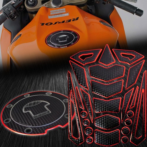 24PC Chrome Red+Perforated Black Tank Pad+Fuel Cap Cover for 03+CBR ...