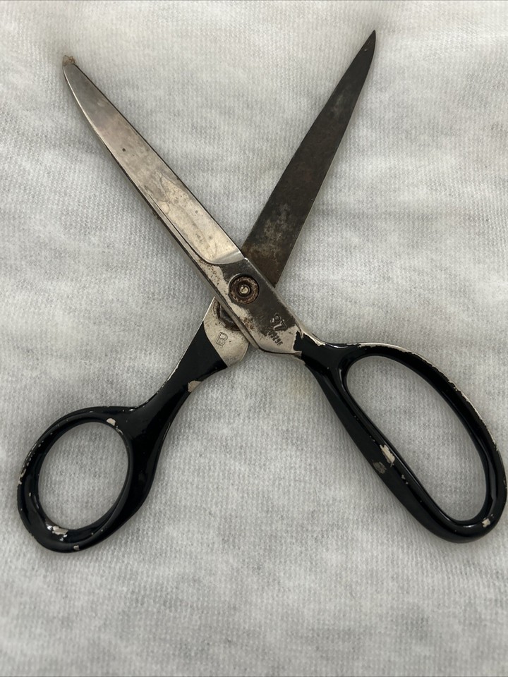 WISS - INLAID 7 INCH SCISSORS - BLACK HANDLE - VINTAGE # 37 - MADE IN ...