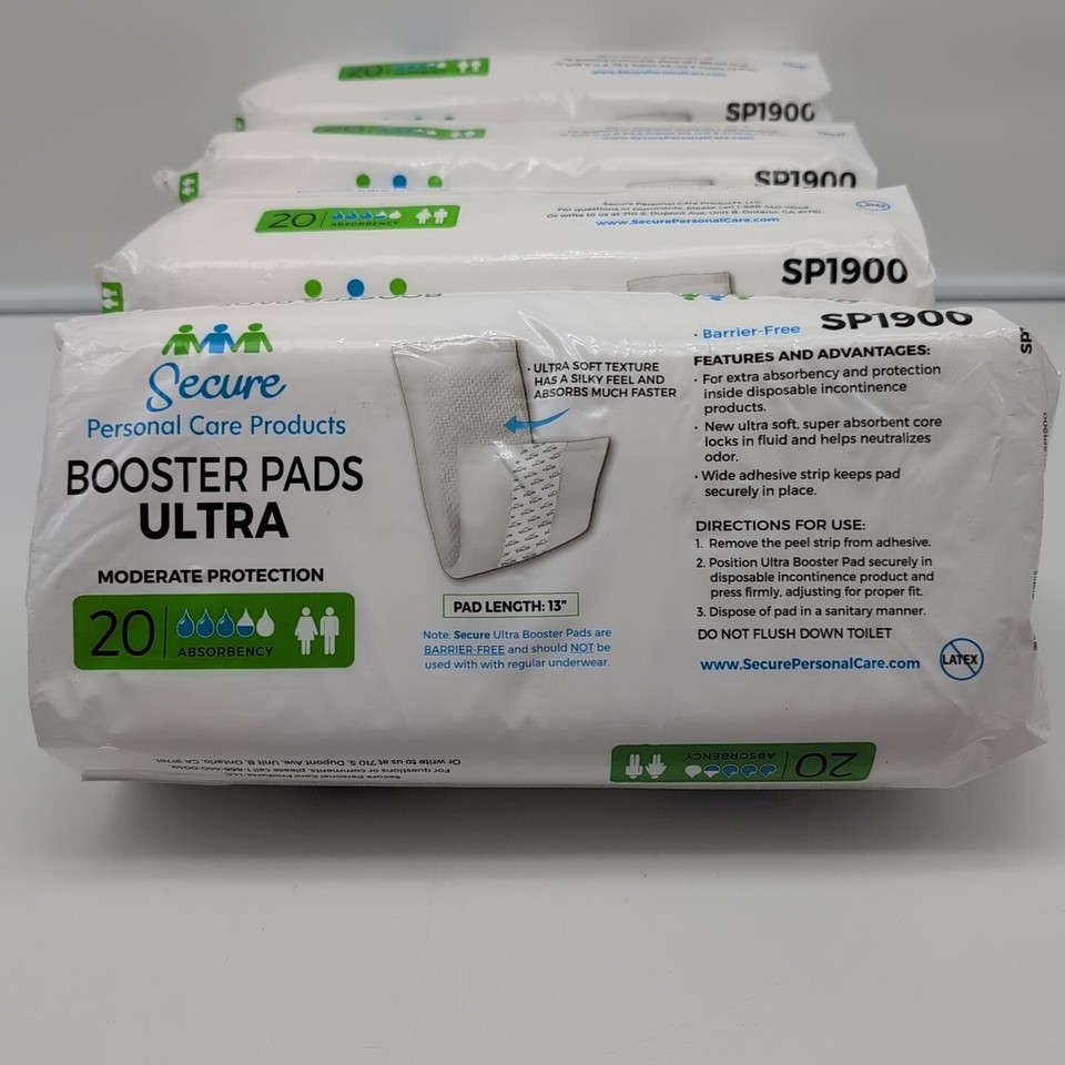 Booster Pads Incontinence Pads, SP1900, 13 Inch Length, 20 Count 4 ...