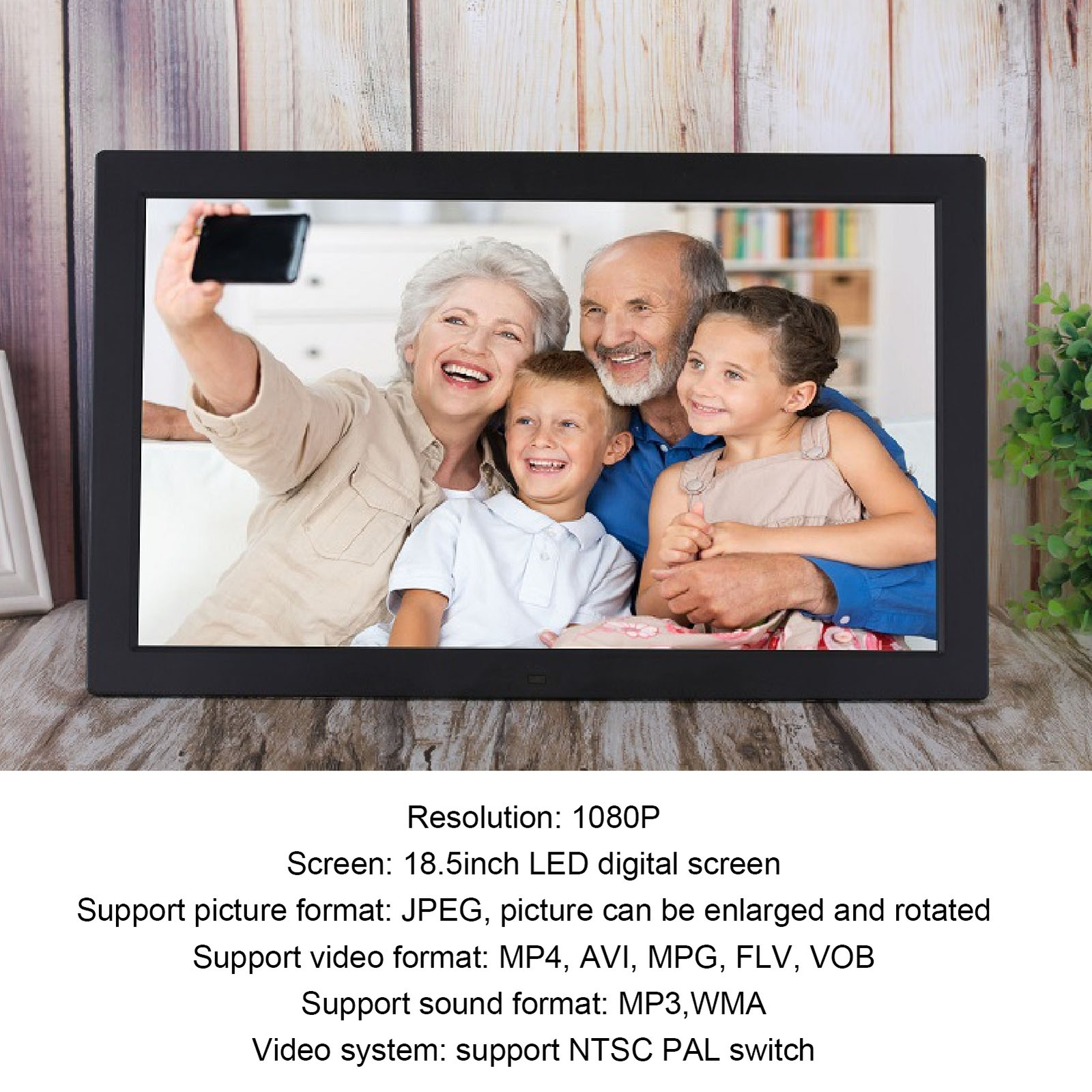 18.5in HD 1080P Digital Photo Frame Black Electronic Picture Frame ...