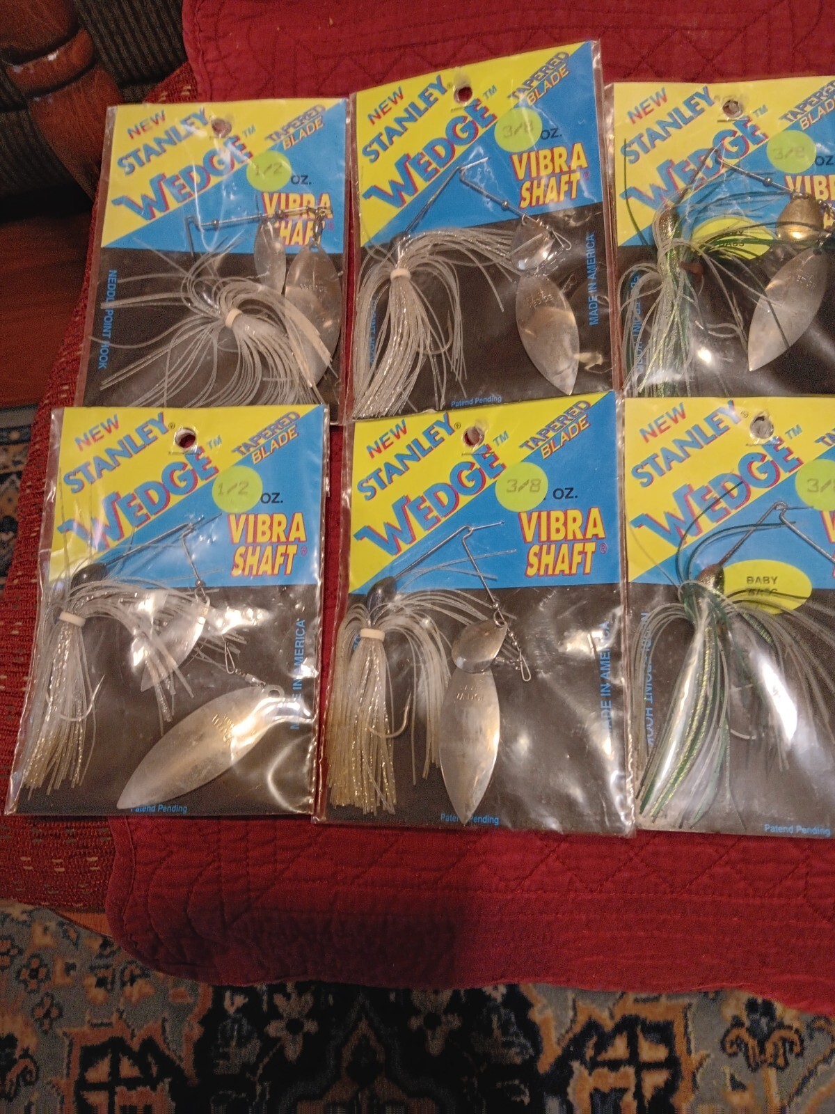 6 New Stanley Spinnerbaits Wedge Vibra Shaft Fishing Lures 3/8 OZ. 1/2 ...