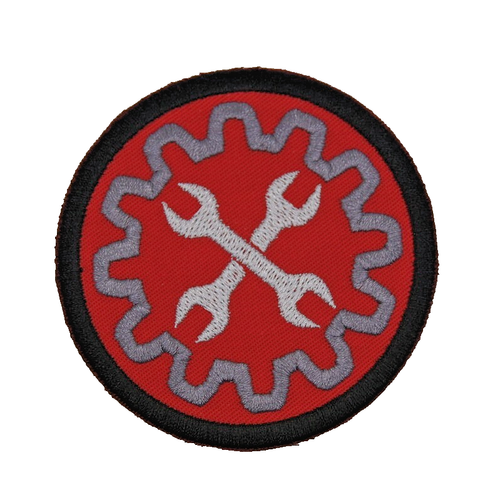 Mechanic Iron On Patch Embroidered fabric gear and wrench patch | eBay