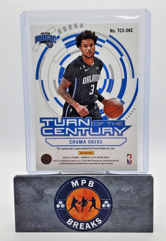 Chuma Okeke 2023-24 panini Donruss Elite Auto Turn of the Century ...