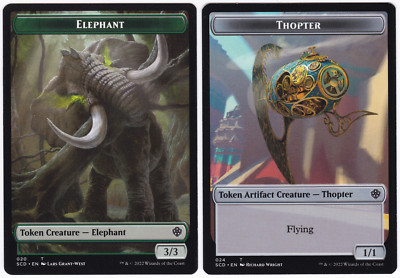MTG Commander Starter 2022 Two-Sided Token Elephant #020 Thopter #024 ...