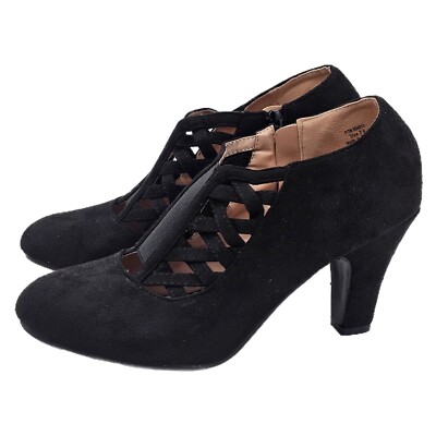 JOURNEE COLLECTION Womens Piper Bootie Side Zipper Cutout Suede Black ...