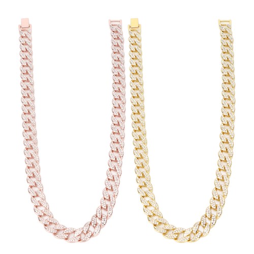 22in Cuban Necklace Alloy Diamond Link Chain Choker Stylish Neck ...