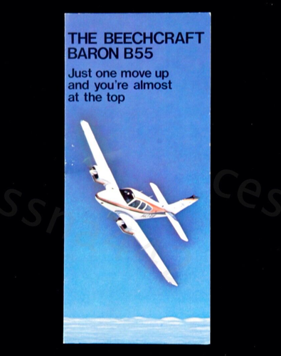 BEECHCRAFT Factory BARON B55 Color Brochure Vintage Small FOLD OUT 1975 ...