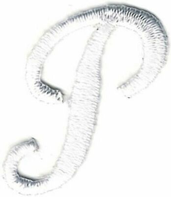 1"x1 1/8" Fancy White Script Cursive Alphabet Letter P Embroidered ...