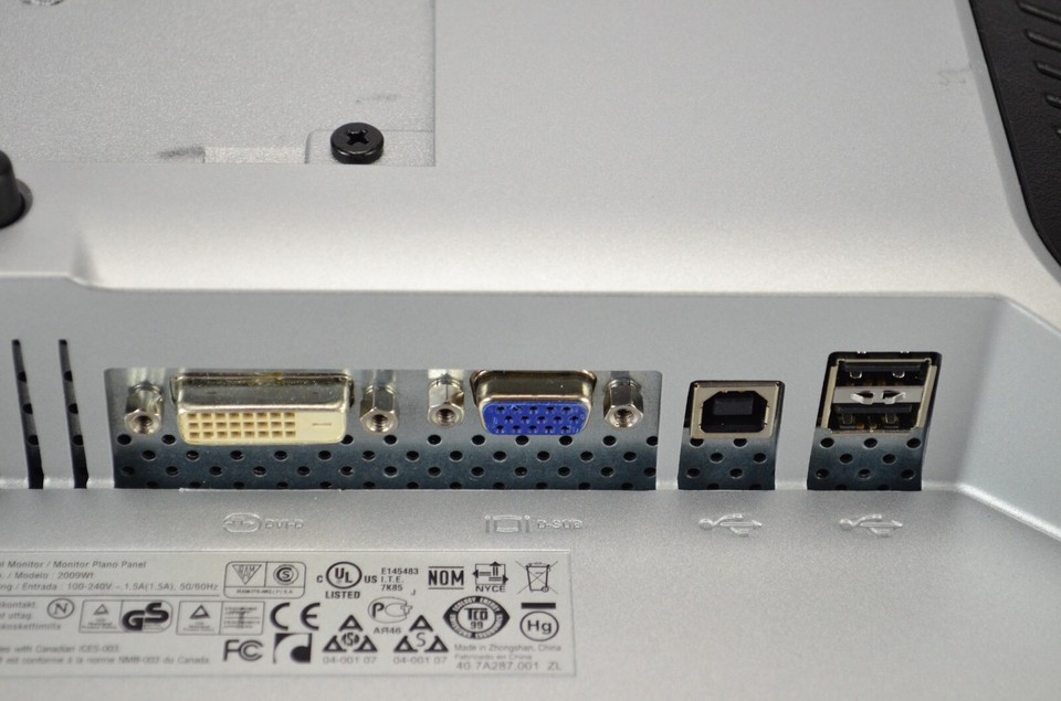 Dell 2009Wt 2009W 20" 1680x1050 Widescreen LCD Monitor DVI-D VGA USB NO ...