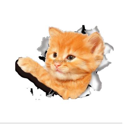 Wall/Refrigerator/Toilet Decals/Stickers-Cat Breaking Through-Gold Cat ...