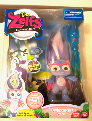THE ZELFS : SUPER ZELF 'OWLMANDA' OWL ZELF NRFB PURPLE GLOW IN DARK ...