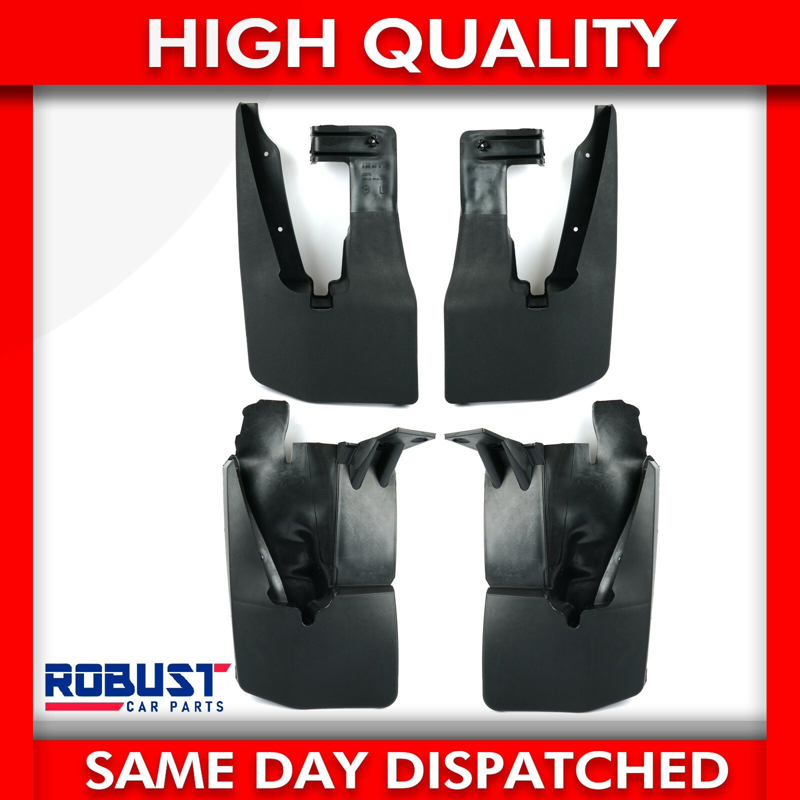 4X SPLASH GUARDS MUD FLAPS FRONT REAR & LEFT RIGHT SET FOR MERCEDES ...