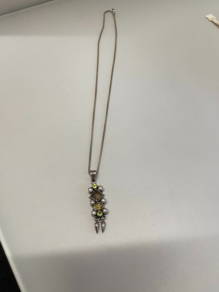 Vintage Nicky Butler 925 Sterling Silver Multi Stone with 18” Sterling ...
