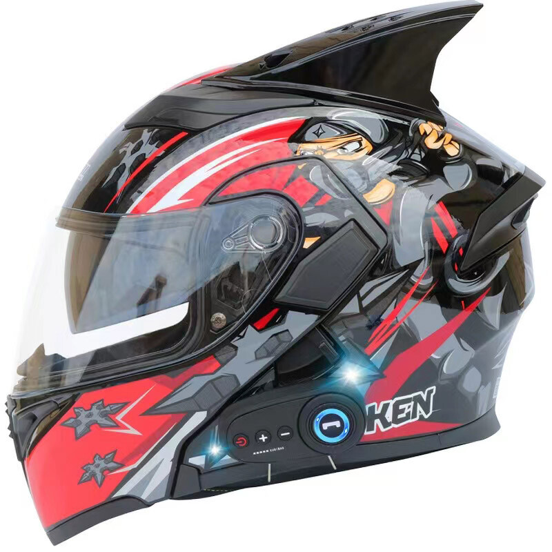 Motorcycle Double Lens Facelift Helmet Bluetooth Helmet Full Helmet ...