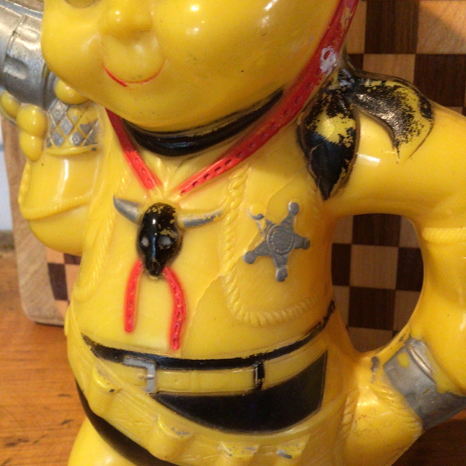 Vintage 1950's Yellow Plastic Sheriff Cowboy Milk Pitcher Two Gun | eBay