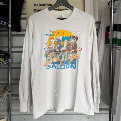 Vintage 90s Bird Cage Saloon Long Sleeve T Shirt L Cowboy Ranch Funny ...
