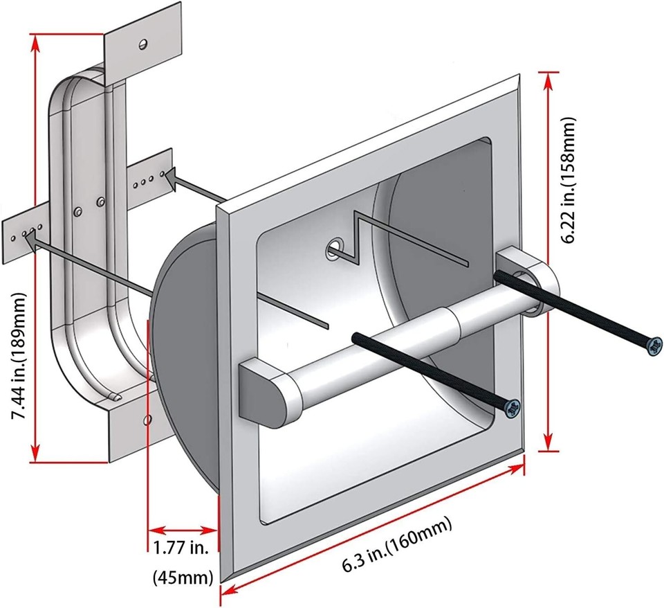 Satin Brass Wall Mounted Heavy Duty Recessed Toilet Paper Holder | eBay