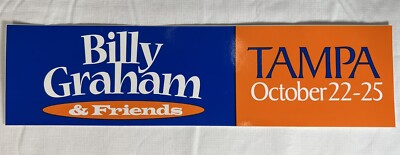 BILLY GRAHAM 1998 Tampa Bay Crusade Original BUMPER Sticker 14¼" X 4 ...