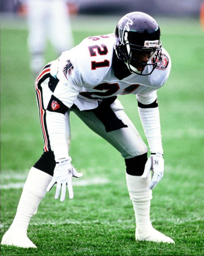 1990 DEION SANDERS Atlanta Falcons FOOTBALL ACTION Glossy Photo 8x10 ...