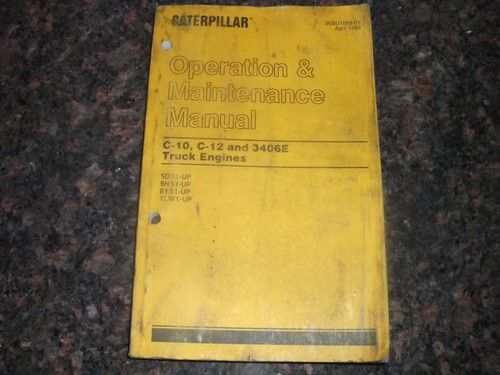 Cat Caterpillar C10 C12 3406E Moteur Opération & Maintenance Manuel 5DS ...