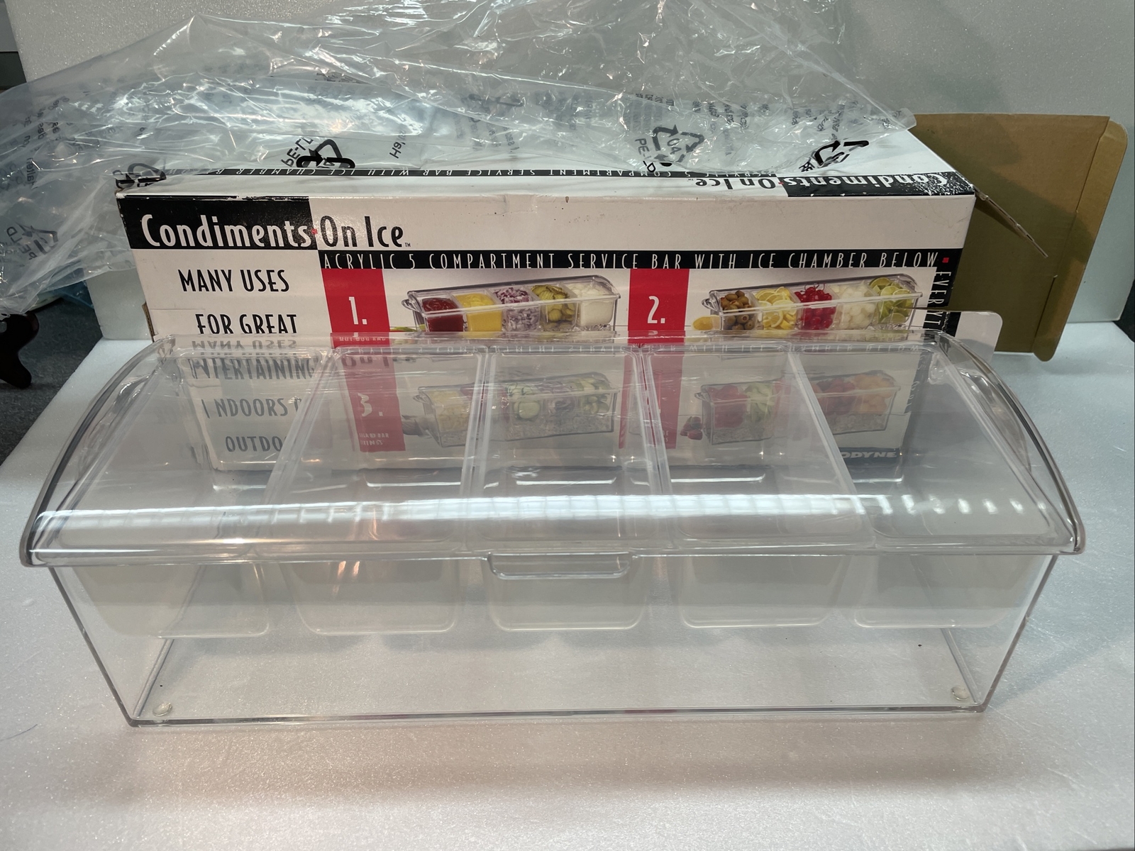 Chilled+Condiment+Server+Caddy+Ice+Holder+Dispenser+Cooler+Bar+5+Tray ...