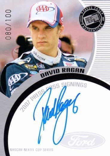 DAVID RAGAN 2007 Press Pass Signings Silver 80/100 Autograph Rookie ...