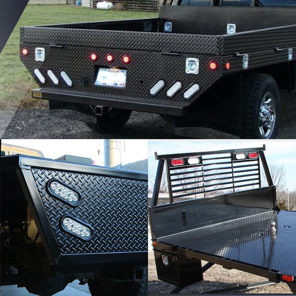 2 Red 6" Oval Trailer Lights 10 LED Stop Turn Tail Truck Sealed Grommet ...