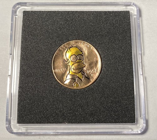 (1958) HOMER SIMPSON !! Hand Engraved Hobo Penny !! | eBay