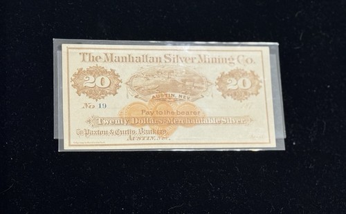 The Manhattan Silver Mining Co. $20 Merchantable Silver Certificate #19 ...