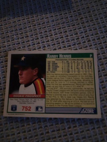 1991 Score - #752 Randy Hennis (RC) | eBay