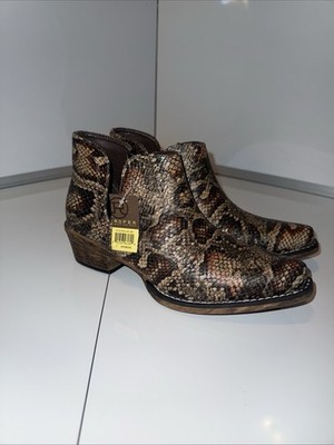 Roper Ava Snip Toe Ankle Boots Woman Size 7 Snakeskin Bootie Western ...