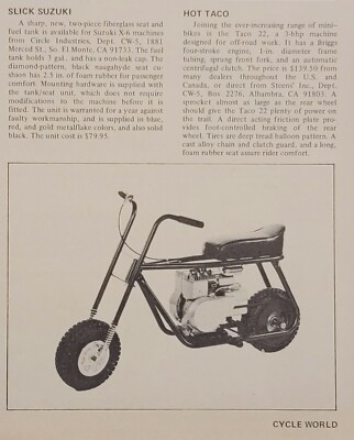 1968 Hot Taco 22 Mini Bike Motorcycle Print Ad 3hp Briggs Engine | eBay