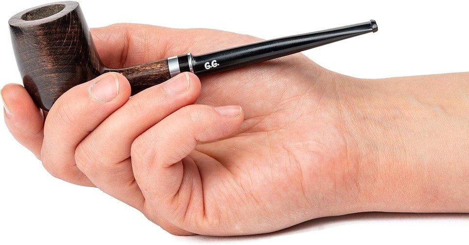 Small Wooden Tobacco Smoking Pipe, Hand Carved, Metal cooling filter ...